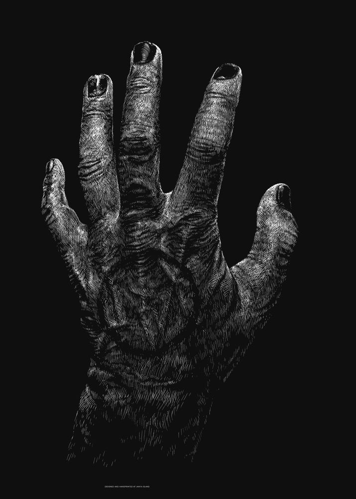Screen print "Hand" scratchboard art by artist Phillip Janta - French ...