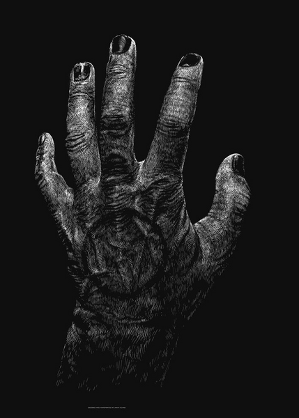 Screen print "Hand" scratchboard art by artist Phillip Janta - French ...