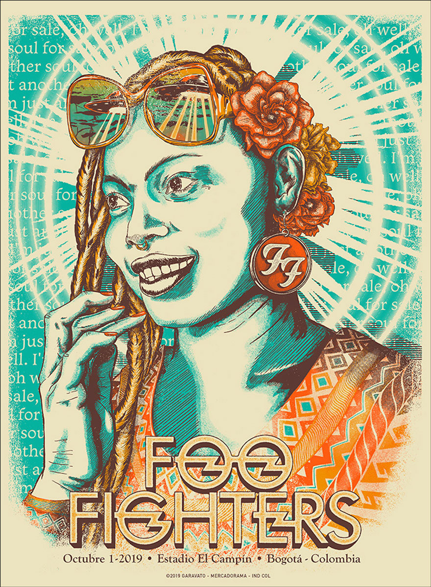 Arctic Monkeys screenprint (Los Angeles 2018) by artist Tone Olvera ...