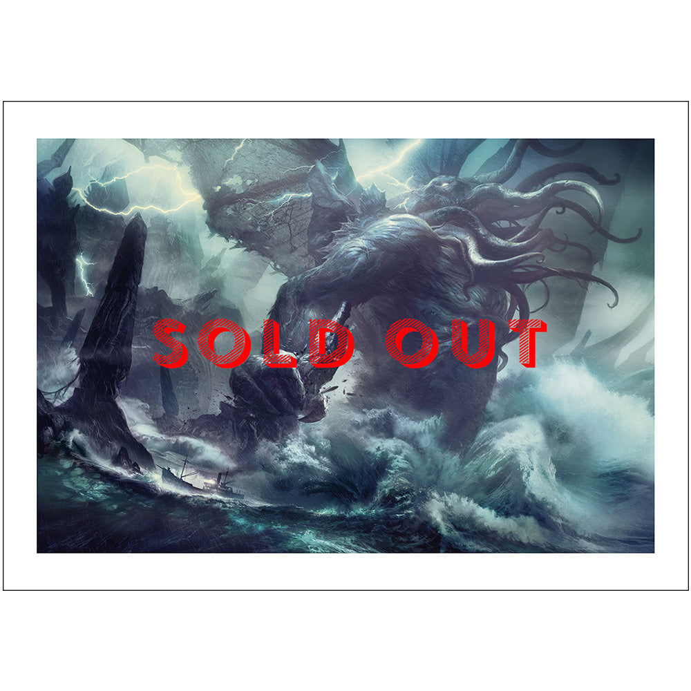 Cthulhu chasing the Alert, art print Illustrated by Francois Baranger ...